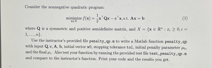 Solved Consider the nonnegative quadratic program: | Chegg.com