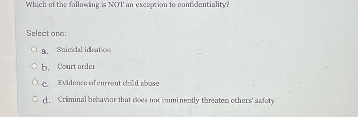 Solved Which of the following is NOT an exception to | Chegg.com