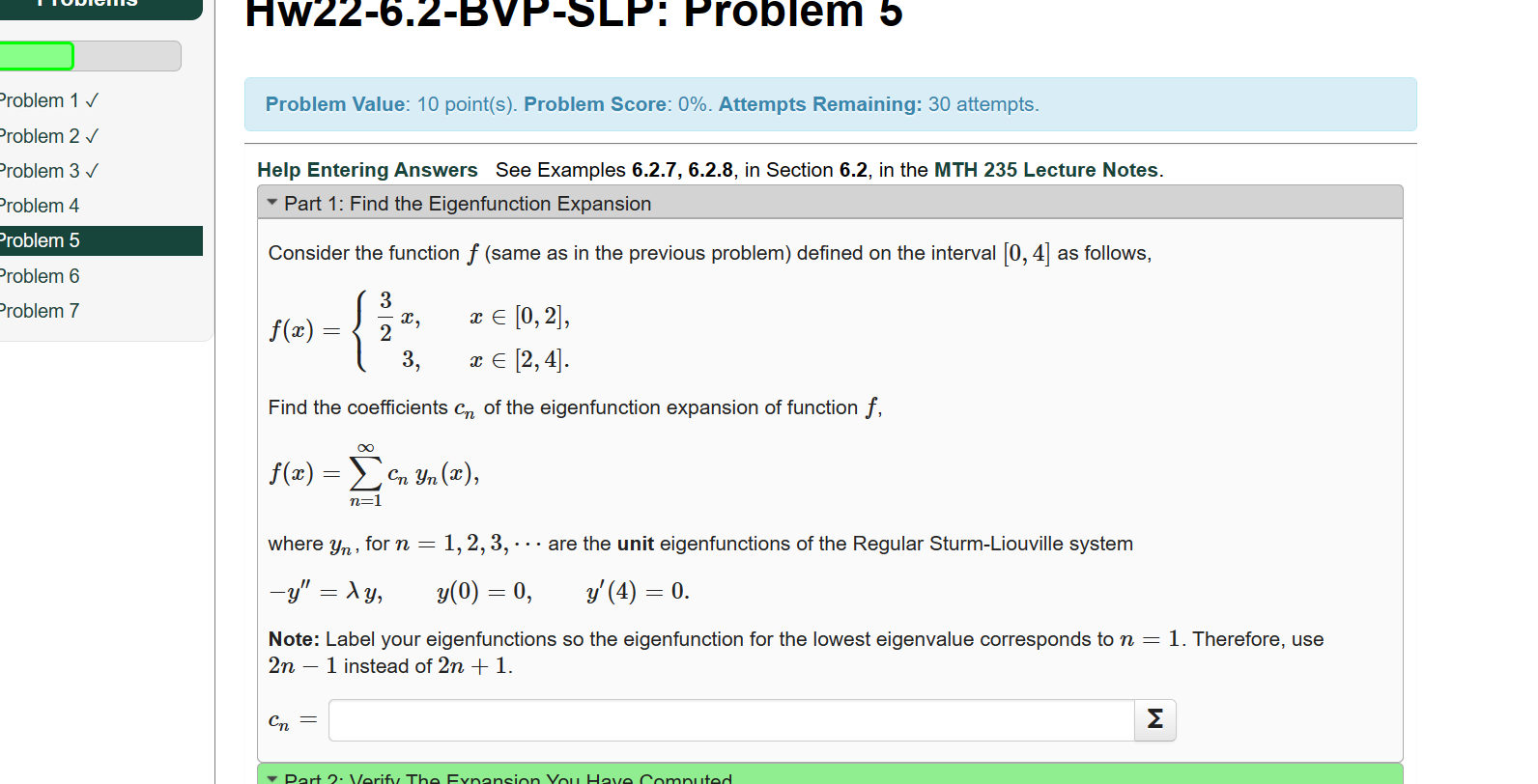 Solved Part 1 Find The Eigenfunction Expansionconsider The