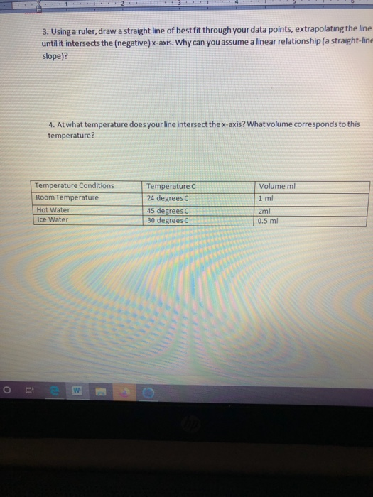 3. Using a ruler, draw a straight line of best fit | Chegg.com