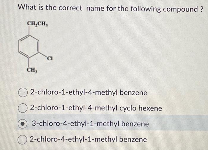 Solved What is the correct name for the following compound? | Chegg.com