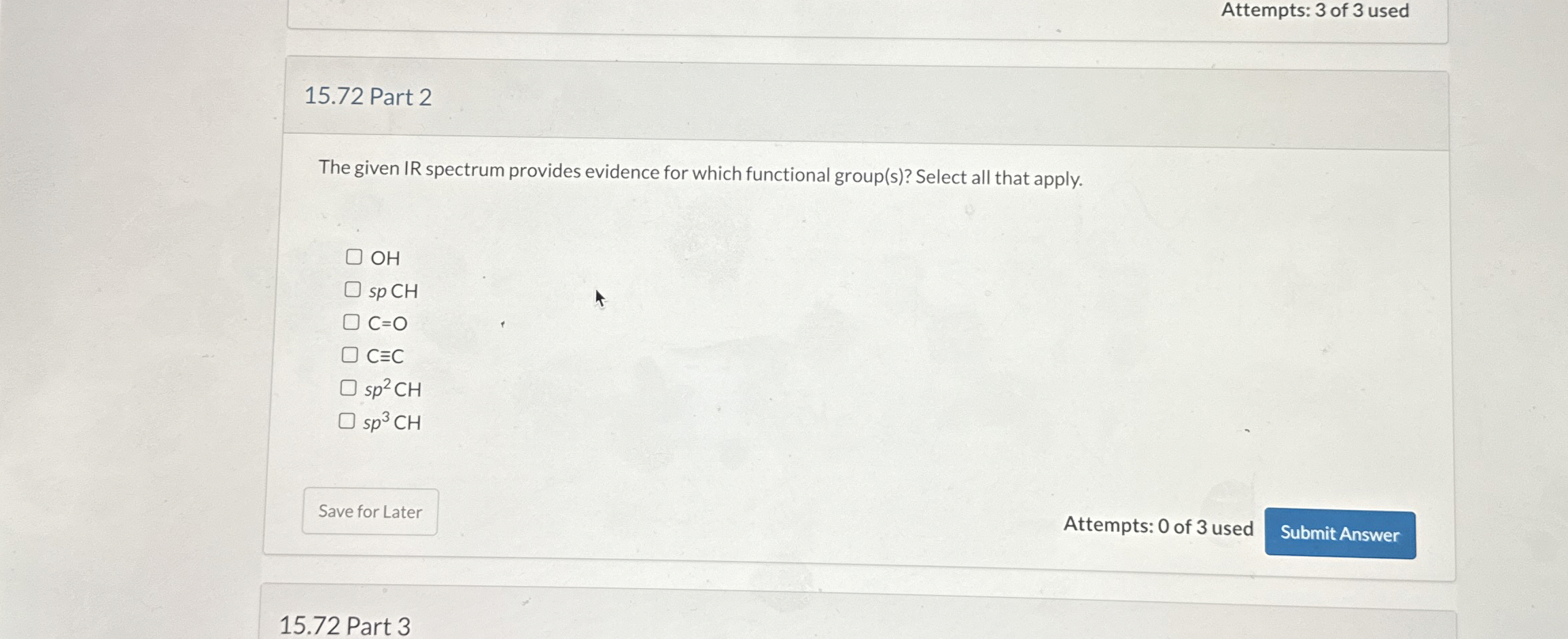 Solved Attempts: 3 ﻿of 3 ﻿used15.72 ﻿Part 2The given IR | Chegg.com