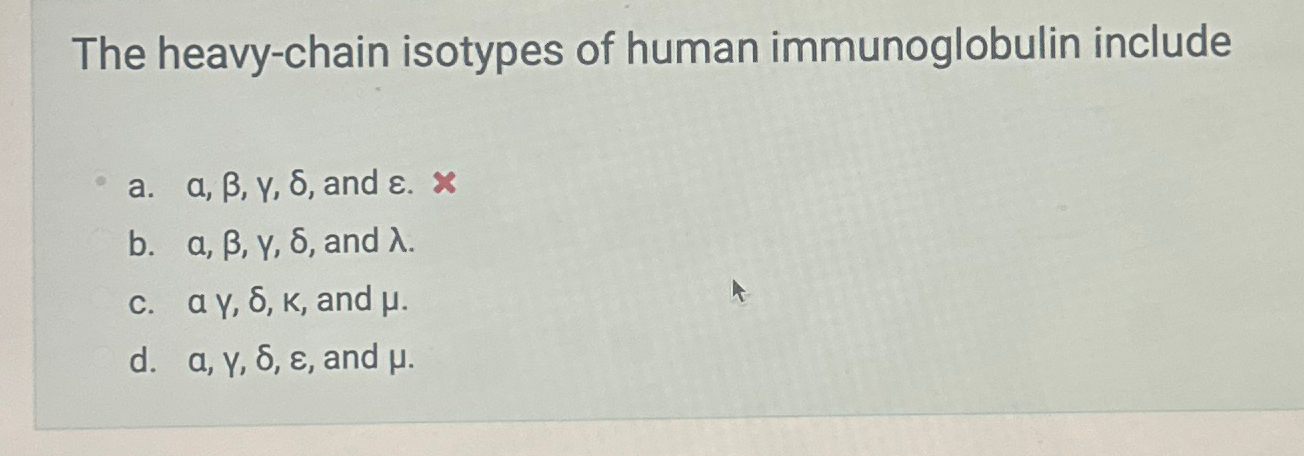 The heavy-chain isotypes of human immunoglobulin | Chegg.com