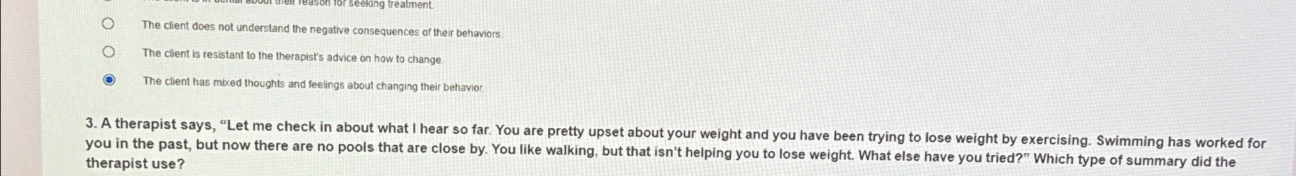 Solved The client does not understand the negative | Chegg.com