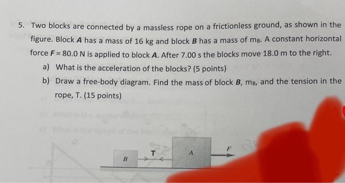 Solved 5. Two blocks are connected by a massless rope on a | Chegg.com