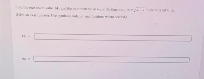 Solved Find the maximum value M3 and the minimum value m3 of | Chegg.com