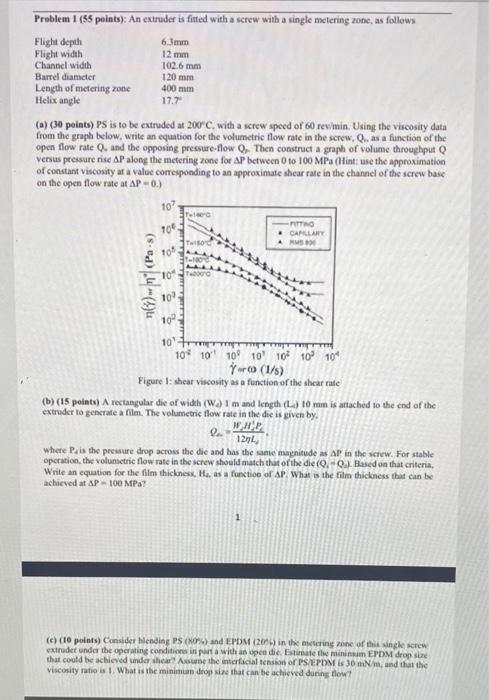 Solved Problem 1 (55 points): An extruder is fitted with a | Chegg.com