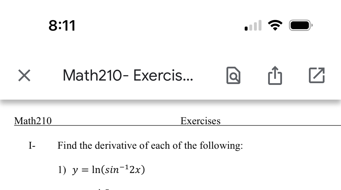 Solved 8:11×, ﻿Math210-Exercis...Math210ExercisesI- ﻿Find | Chegg.com
