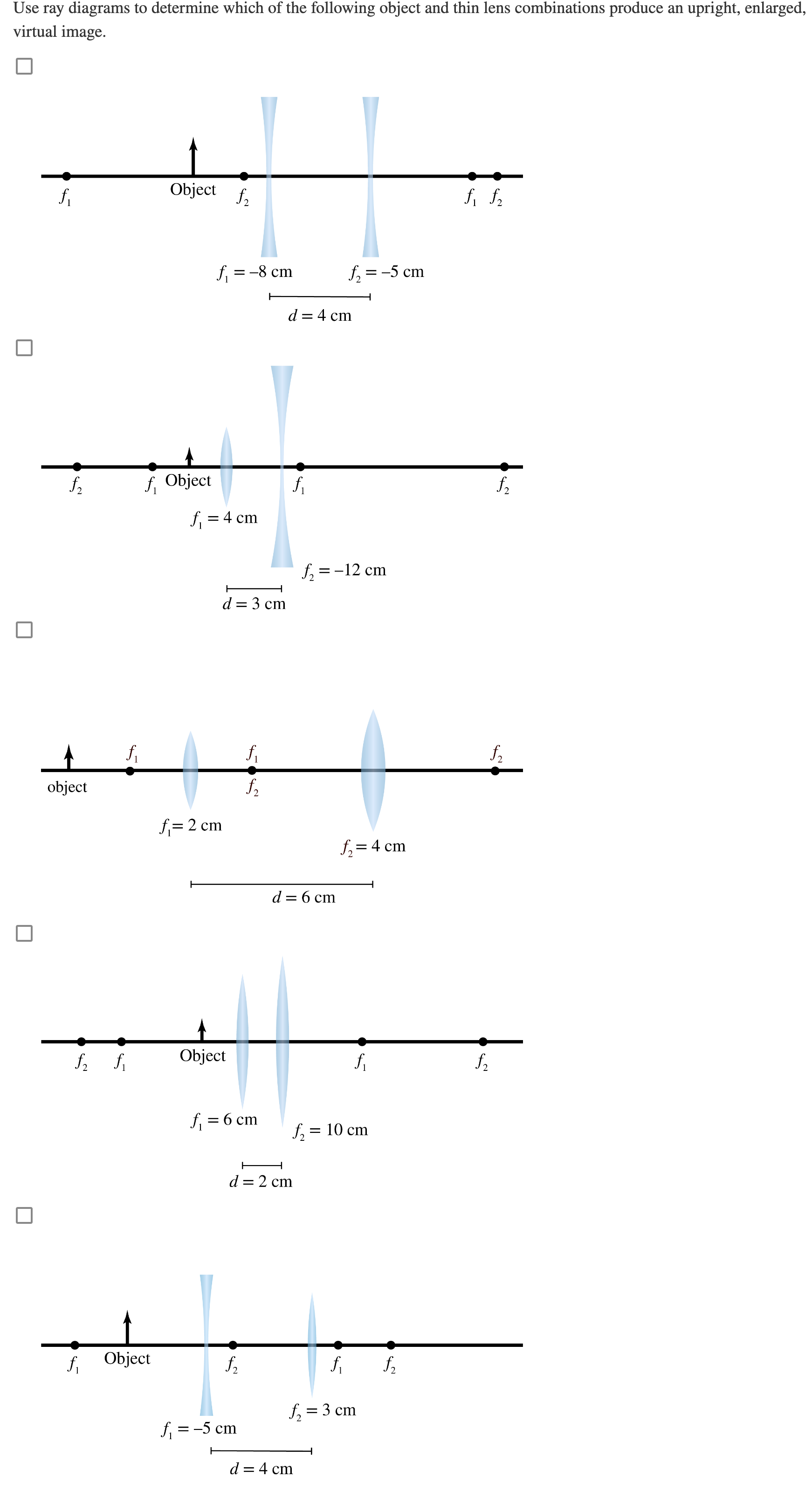 Solved Use ray diagrams to determine which of the following | Chegg.com