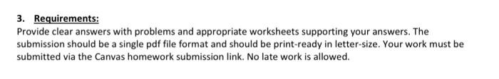 3. Requirements: Provide clear answers with problems | Chegg.com