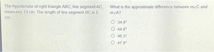 Solved The hypotenuse of right triangle ABC, line segment | Chegg.com