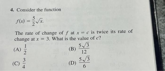 Solved 4. Consider the function f(x)=25x The rate of change | Chegg.com