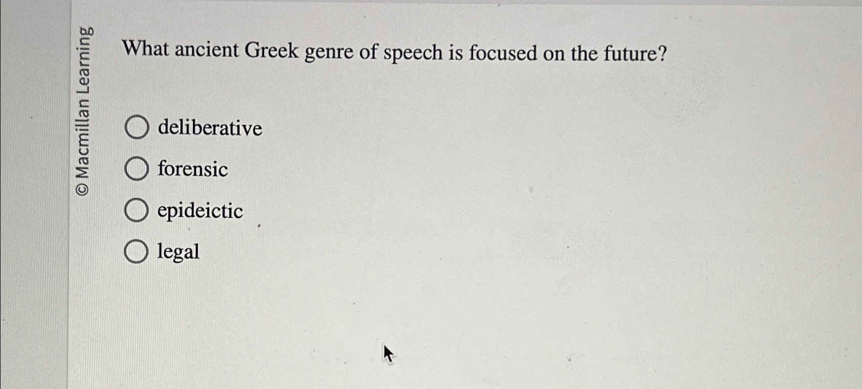 Solved E∞ ﻿What ancient Greek genre of speech is focused on | Chegg.com