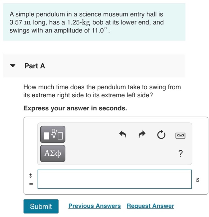 Solved A simple pendulum in a science museum entry hall is | Chegg.com