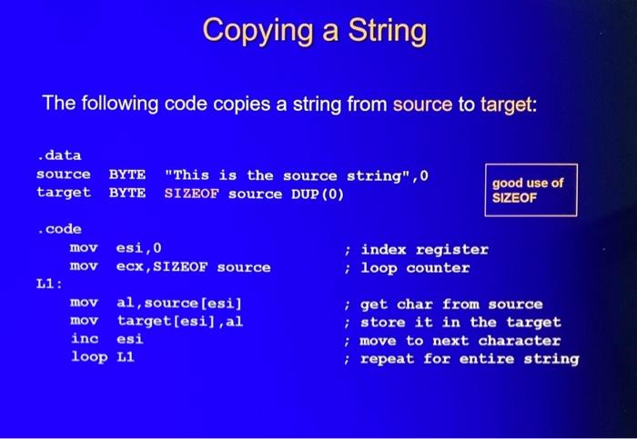 Solved need help turning code from Copying a String into a | Chegg.com