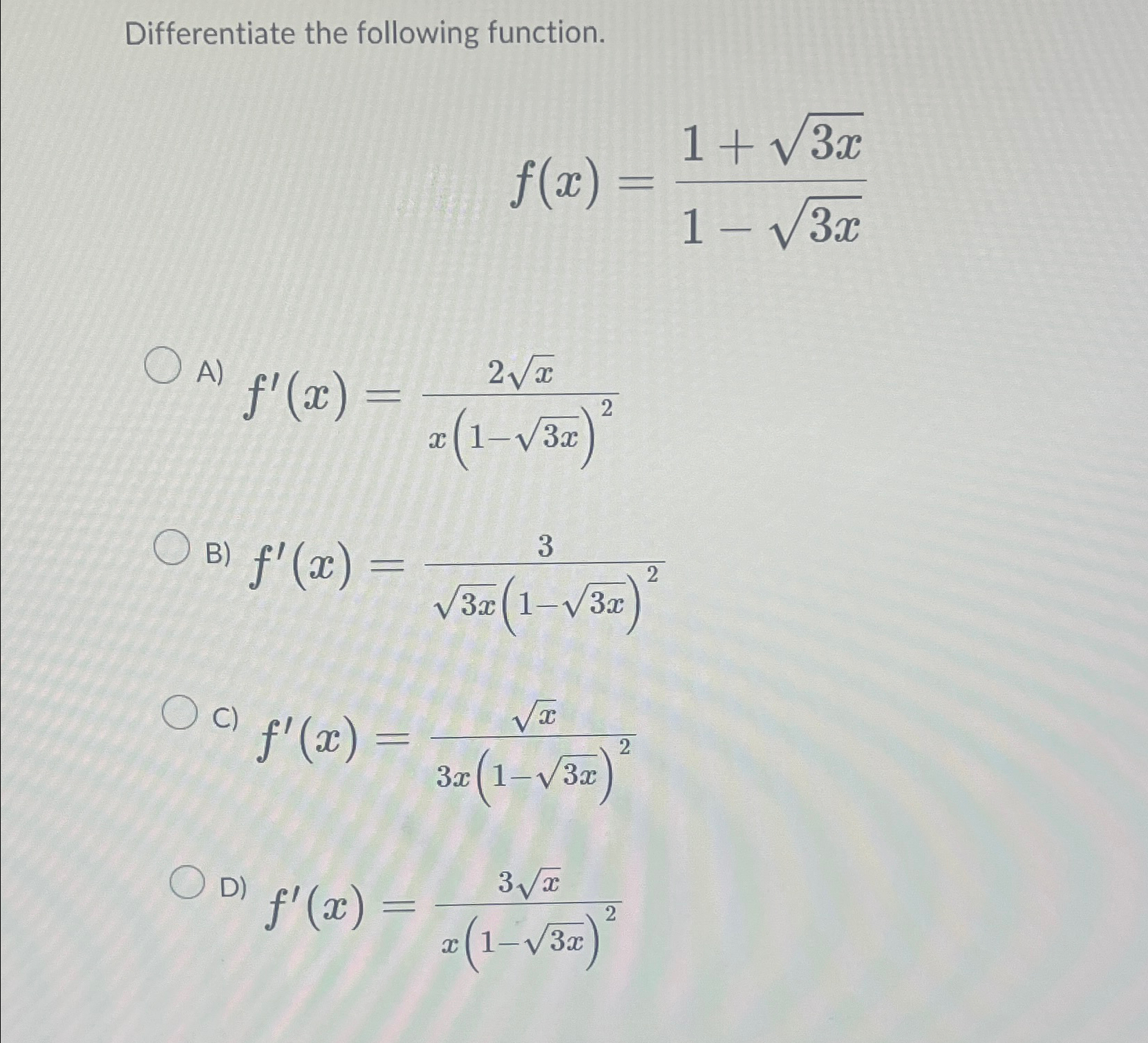 Solved Differentiate the following | Chegg.com
