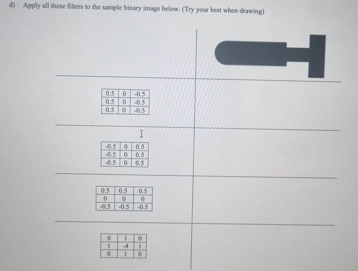 Solved d) ﻿Apply all these filters to the sample binary | Chegg.com