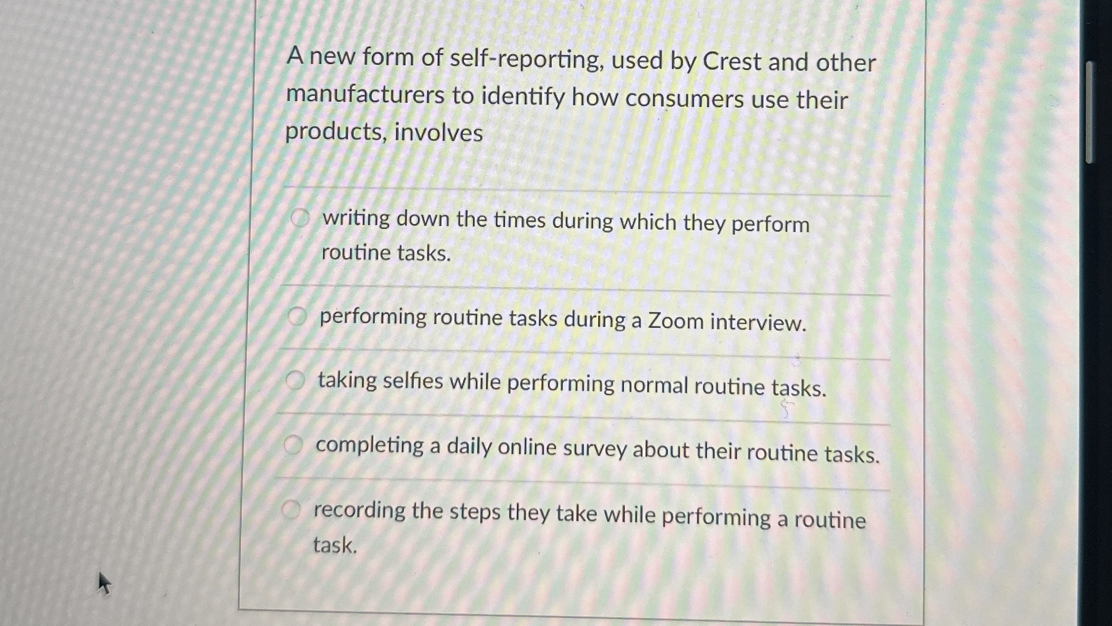 Solved A new form of self-reporting, used by Crest and other | Chegg.com