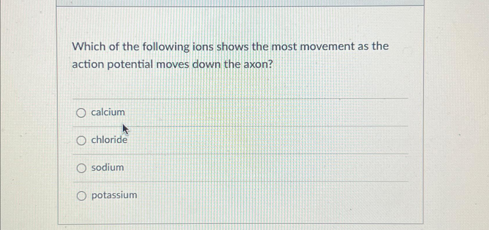 Solved Which of the following ions shows the most movement | Chegg.com