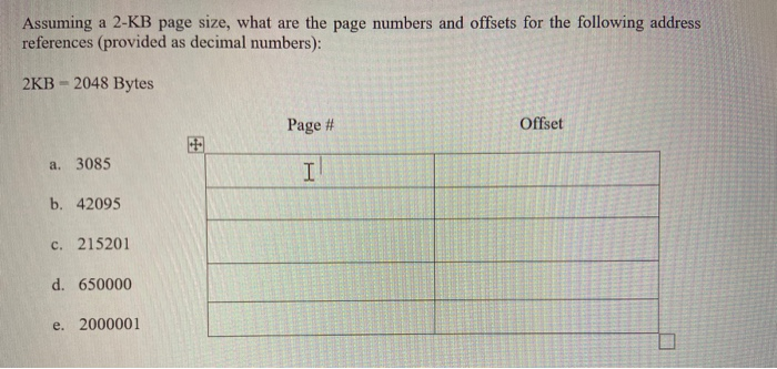 Solved Assuming a 2-KB page size, what are the page numbers | Chegg.com