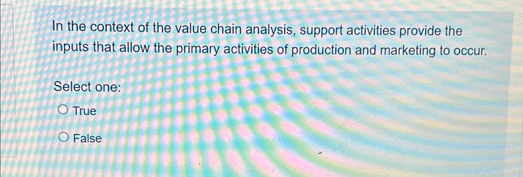 Solved In the context of the value chain analysis, support | Chegg.com