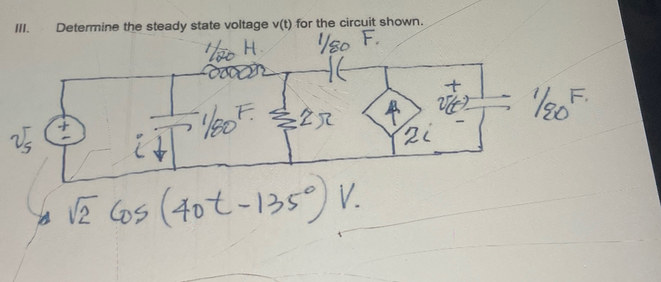[solved] Iii Determine The Steady State Voltage V T For T