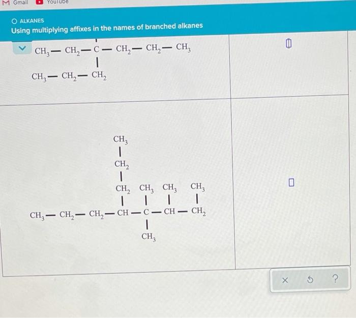 Solved O ALKANES Using multiplying affixes in the names of | Chegg.com