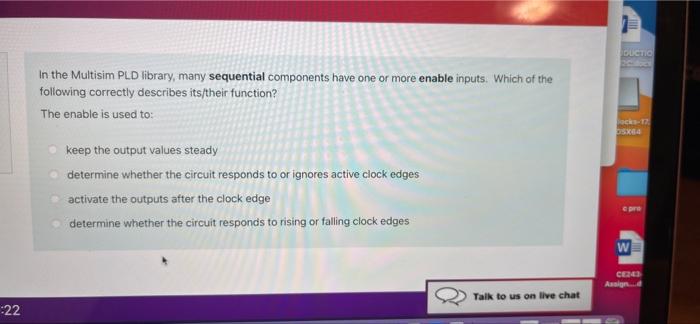 Solved DUCTIO In the Multisim PLD library, many sequential | Chegg.com
