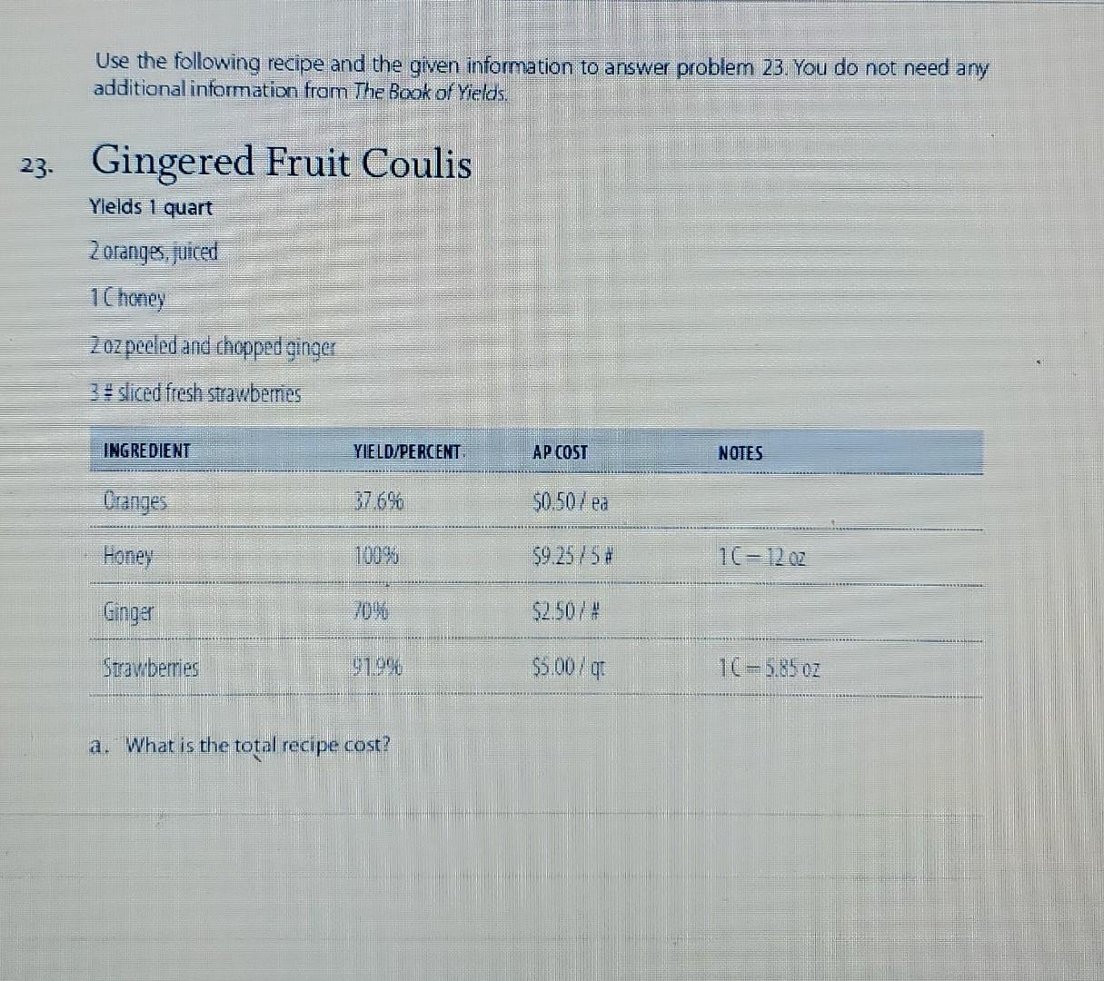Solved Use the following recipe and the given information to | Chegg.com