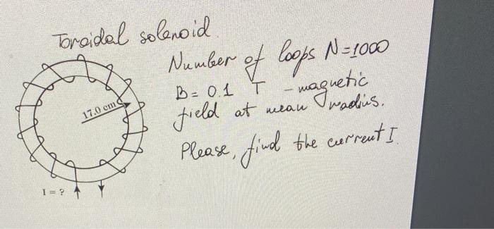 Solved Toroidal solenoid Number of loops N-1000 field | Chegg.com