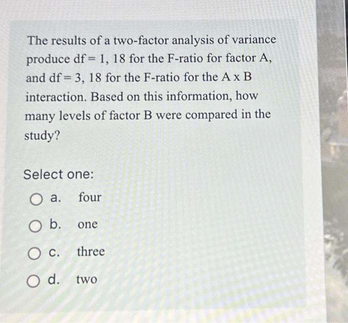 Solved The results of a two-factor analysis of variance | Chegg.com