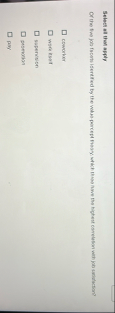 Solved Select all that applyOf the five job facets | Chegg.com