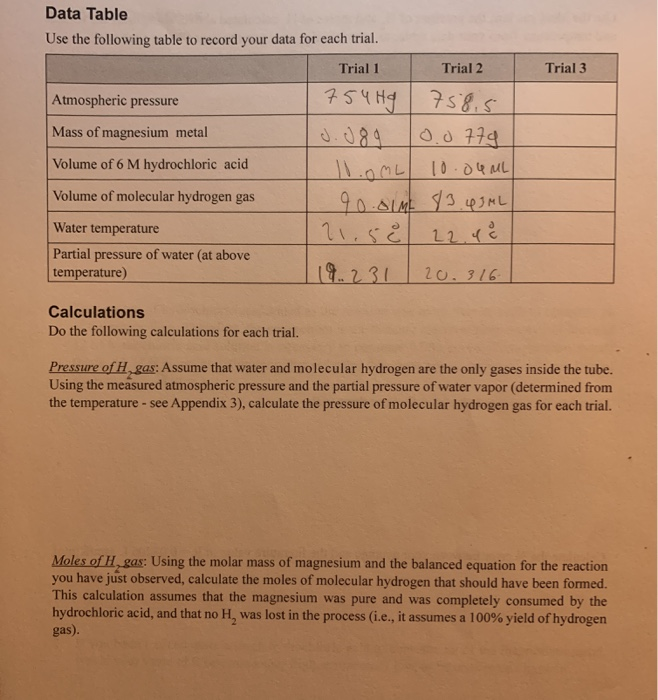 Solved Trial 3 Data Table Use the following table to record | Chegg.com
