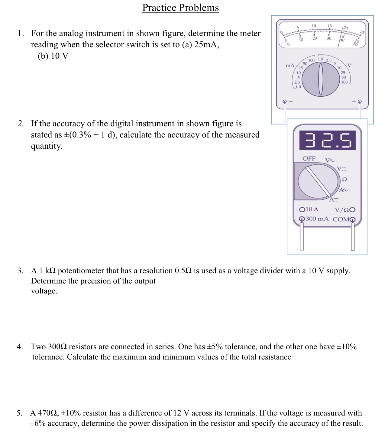 Solved Practice ProblemsFor the analog instrument in shown | Chegg.com