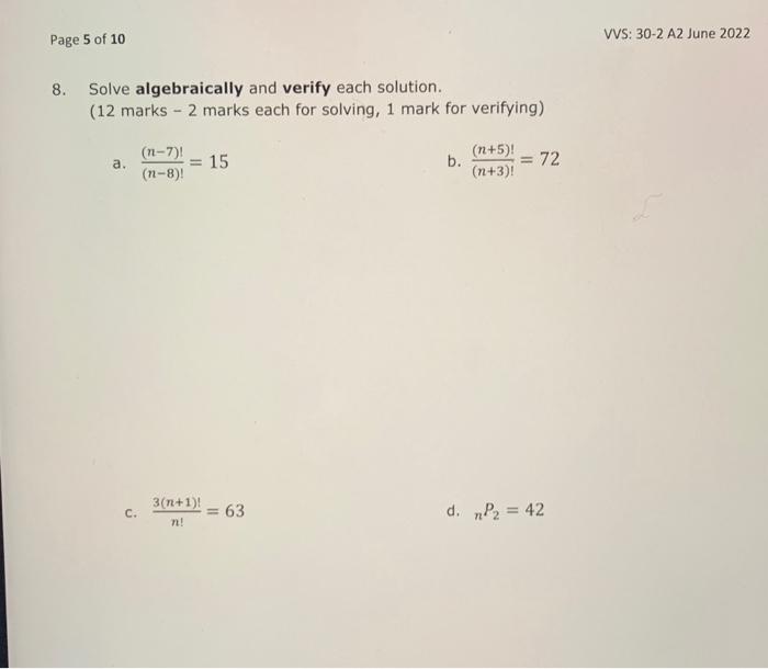 Solved Page 5 of 10 8. Solve algebraically and verify each | Chegg.com
