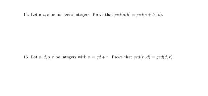 Solved 14. Let a, b, c be non-zero integers. Prove that | Chegg.com