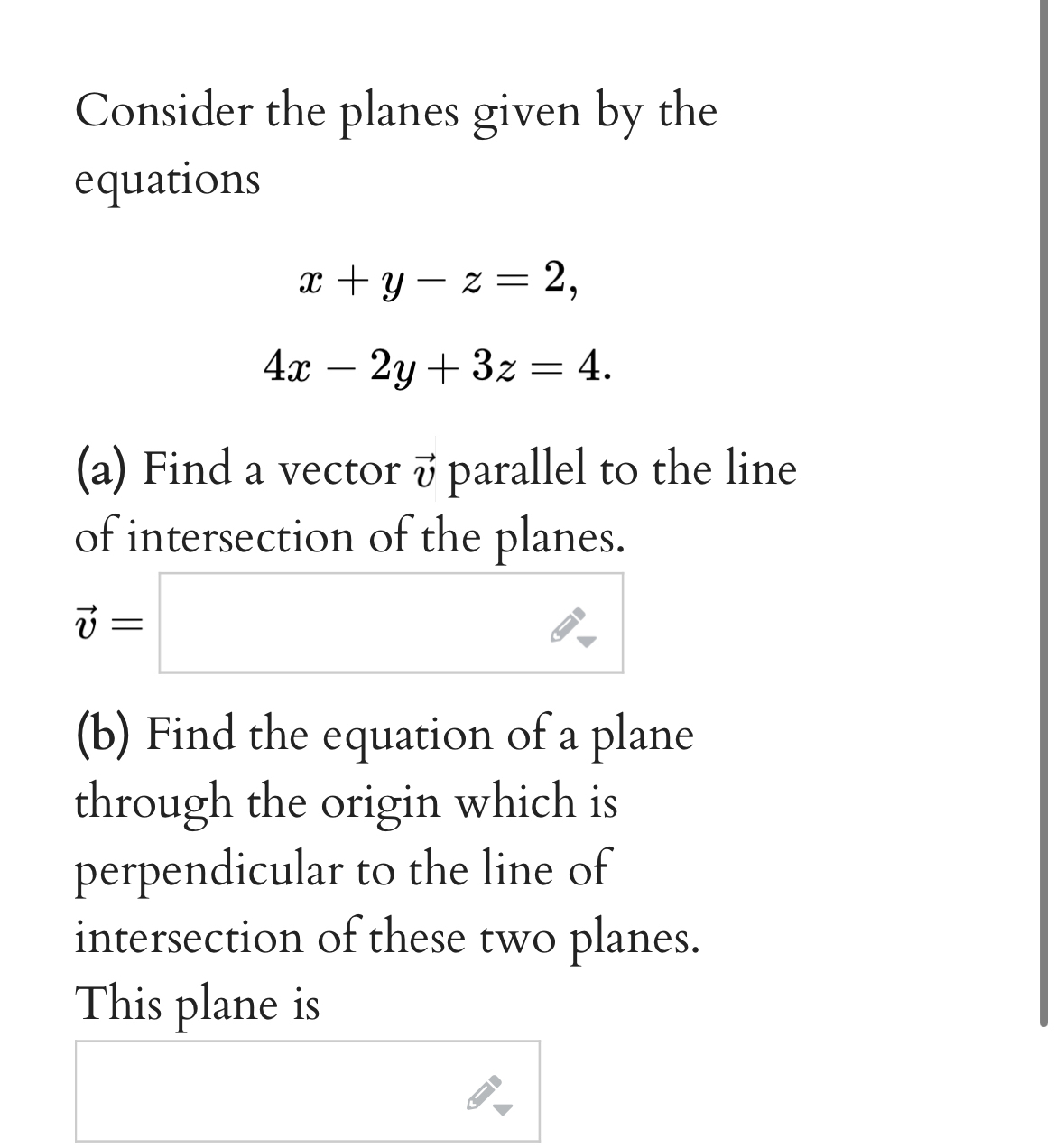 Solved Consider the planes given by the | Chegg.com