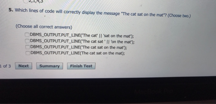 Solved 1. Which of the following is a PL/SQL programming | Chegg.com