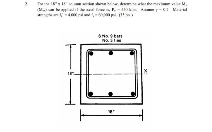 Solved . 2. For the 18" x 18" column section shown below, | Chegg.com