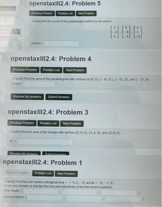 Solved please answer problems 1-5problem5: find the volume | Chegg.com