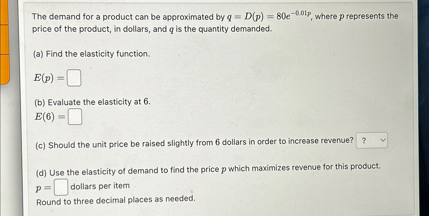 Solved The demand for a product can be approximated by | Chegg.com