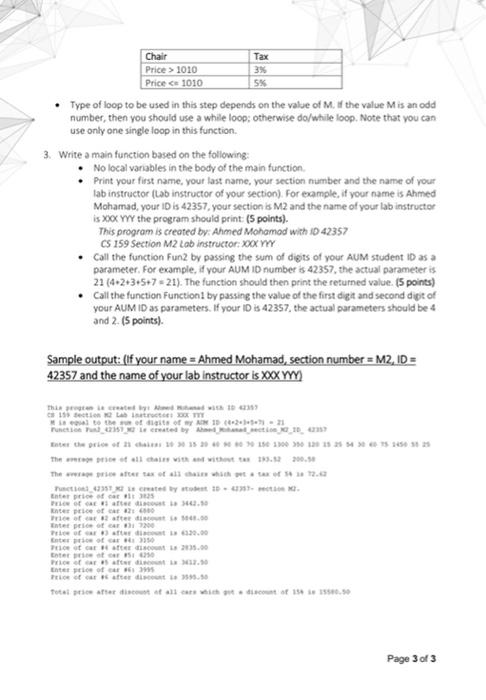 Solved Problem Write a program that uses the following | Chegg.com