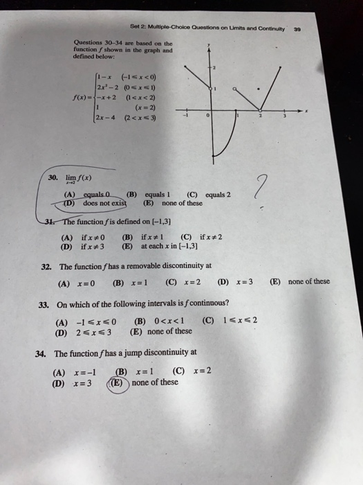 Solved 30. lim Set 2: Multiple-Choice Questions on Limits | Chegg.com