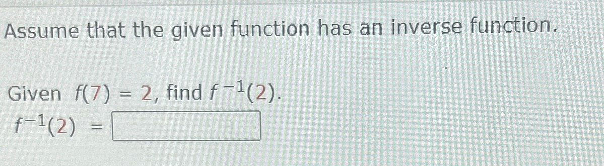 Solved Assume that the given function has an inverse | Chegg.com