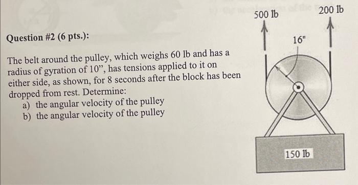 Solved Question \#2 (6 pts.): The belt around the pulley, | Chegg.com