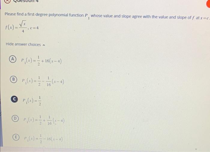 Solved Please find a first-degree polynomial function P1 | Chegg.com