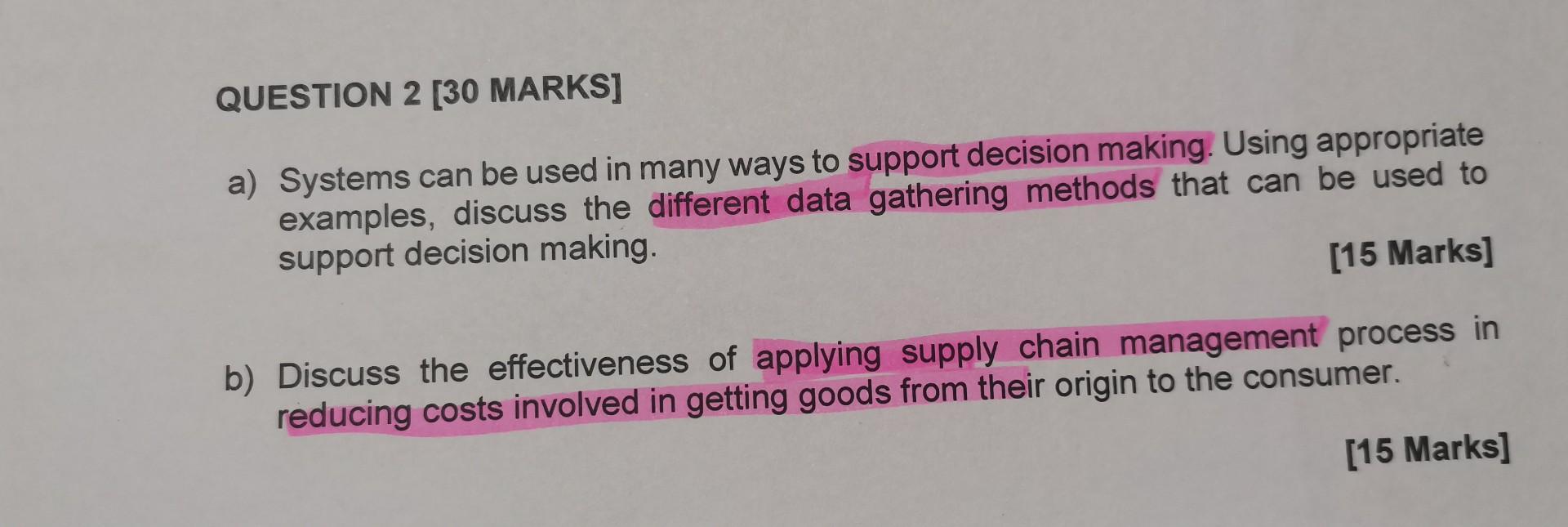 Solved QUESTION 2 [30 MARKS] a) Systems can be used in many | Chegg.com