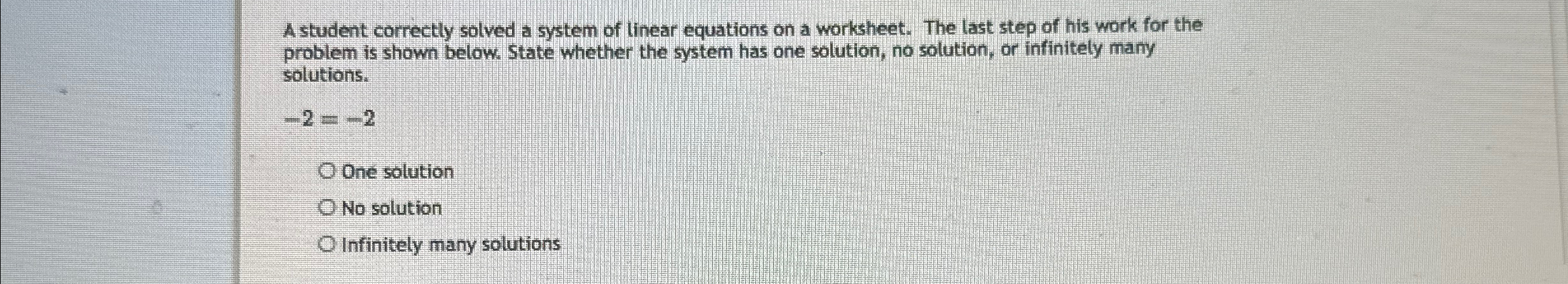 Solved A student correctly solved a system of linear | Chegg.com