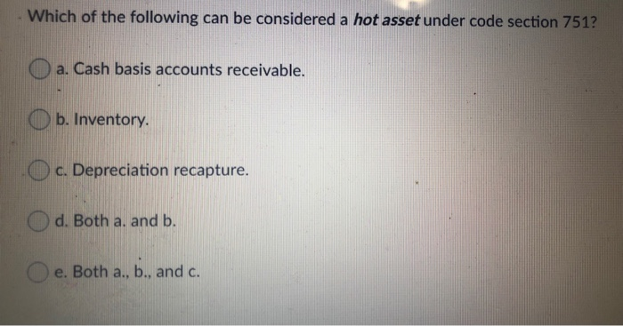 Solved Which of the following can be considered a hot asset | Chegg.com