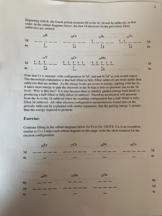 Solved Beginning with K, the fourth period elements fill in | Chegg.com